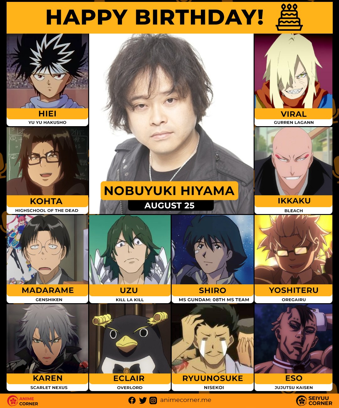 Happy 56th birthday to Hiyama Nobuyuki who voices as Eclair | Scrolller
