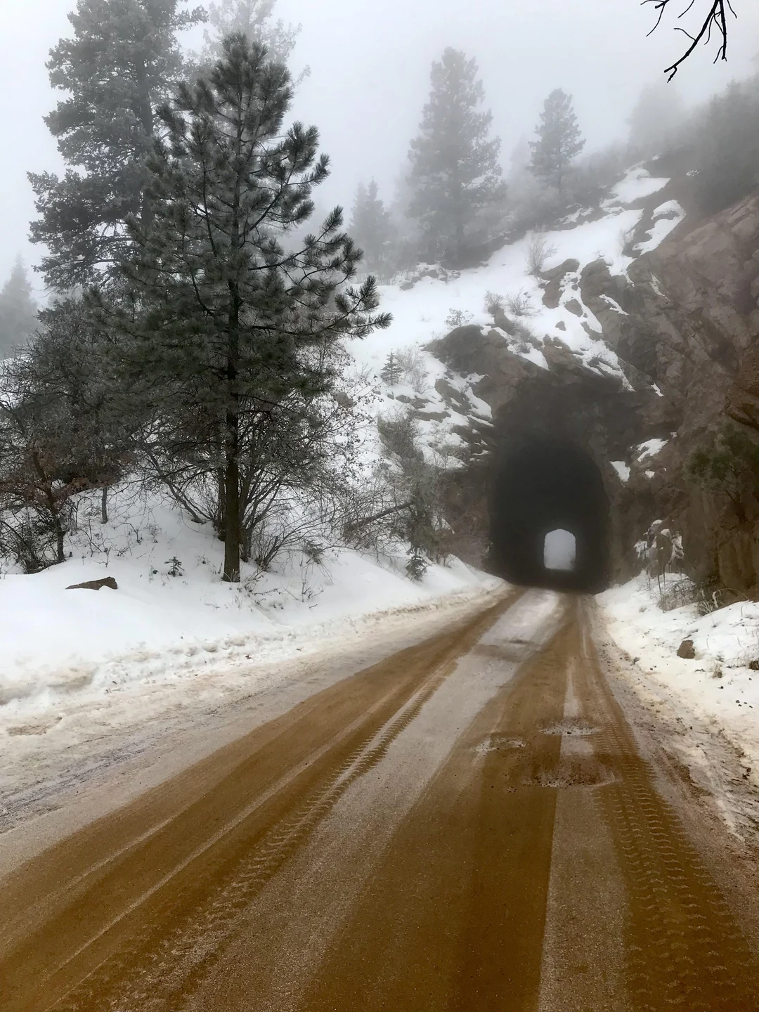 A snowy road under the mountain. (OC) | Scrolller