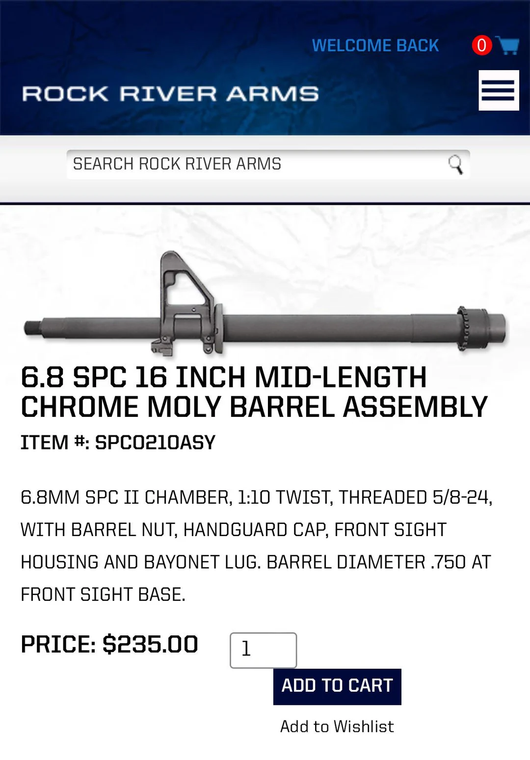 RRA 6.8 SPC Barrel | Scrolller