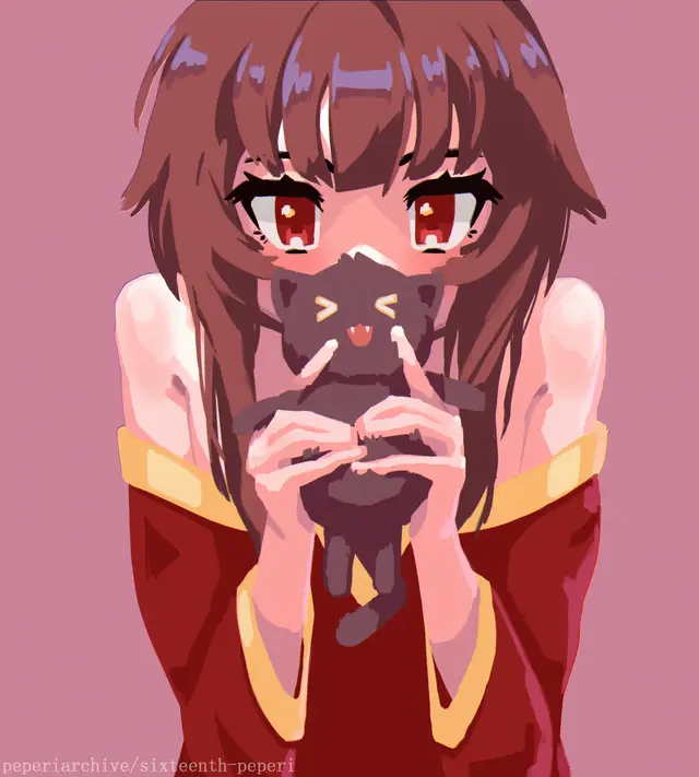 [OC] Megumin hides behind Chomuske. (Redraw) | Scrolller
