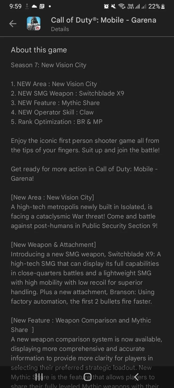 CODM's description in the appstore is so outdated. | Scrolller