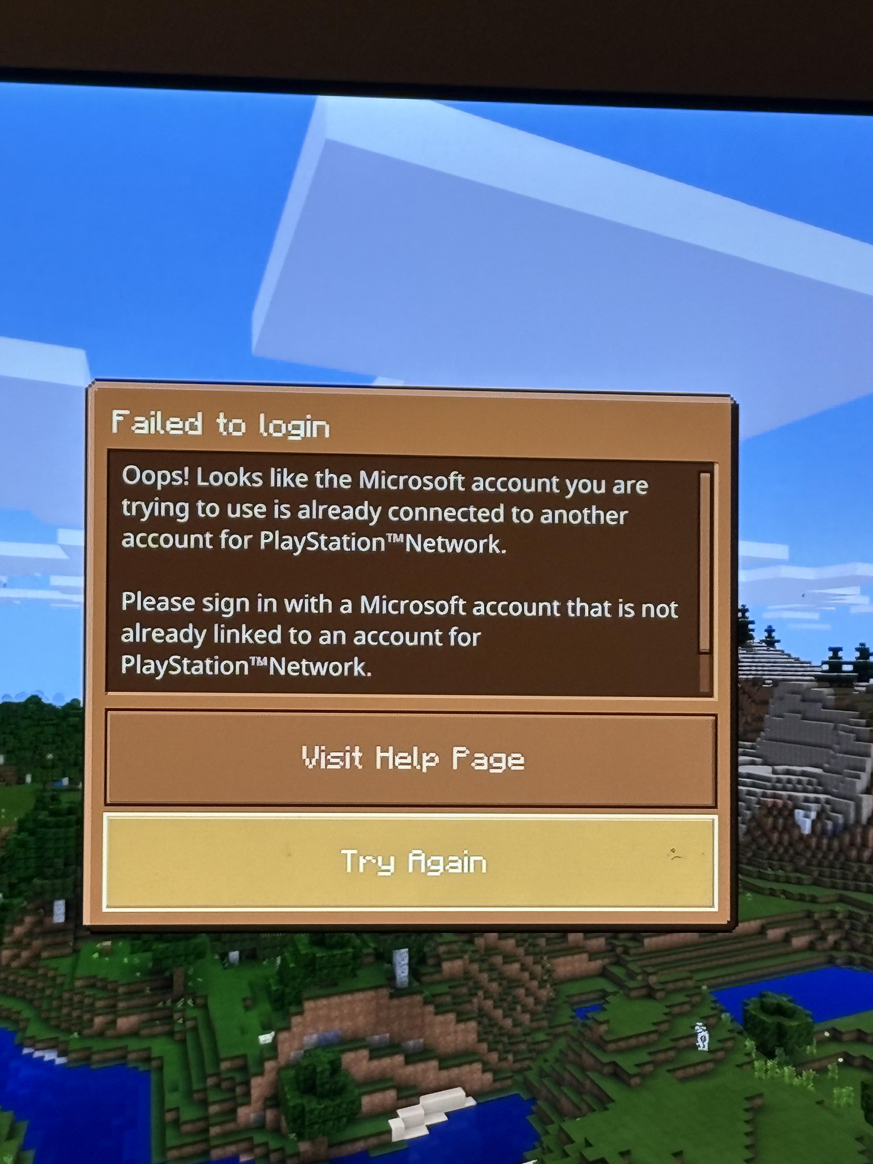 Minecraft on PlayStation account issue | Scrolller