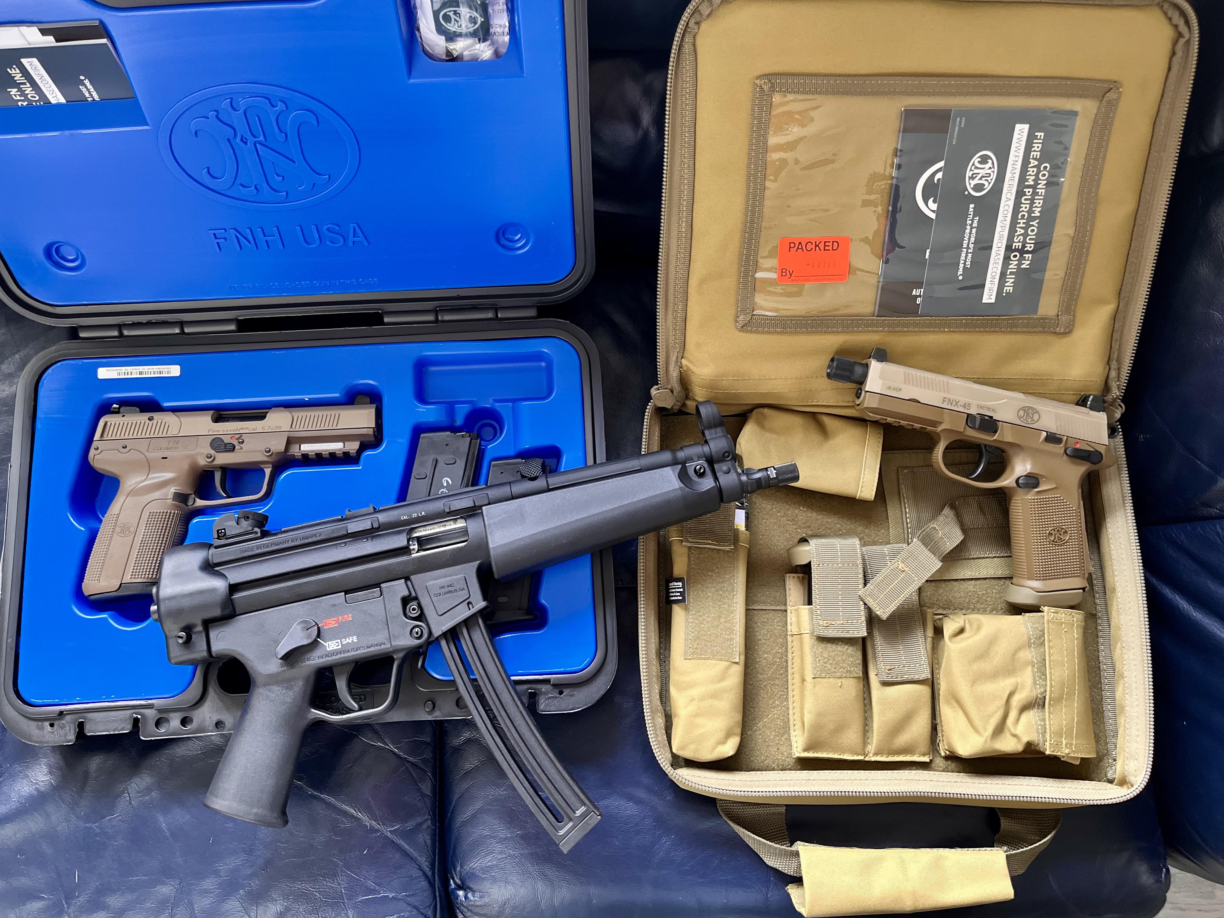 Picked this trio the other day Five-Seven, HK MP5 .22 and FNH FNX-45T | Scrolller