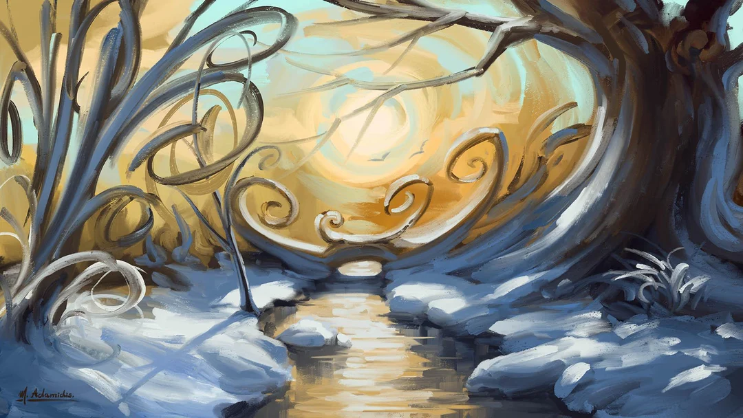 Golden Winter - Digital Landscape Art Painting (photoshop + ma-brushes) | Scrolller