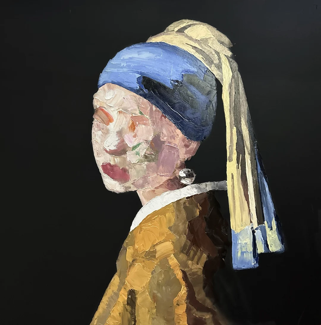 Girl with a pearl earring interpretation, davidcuen.art, palette knife oil, 2023 | Scrolller
