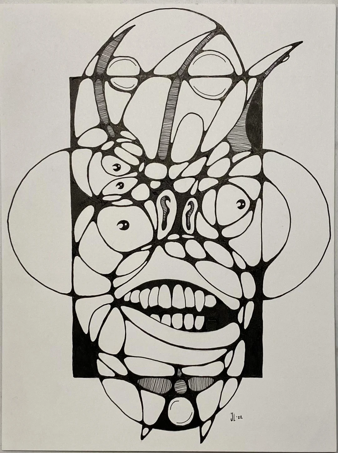 Portrait, micron pens, me, 2022. | Scrolller