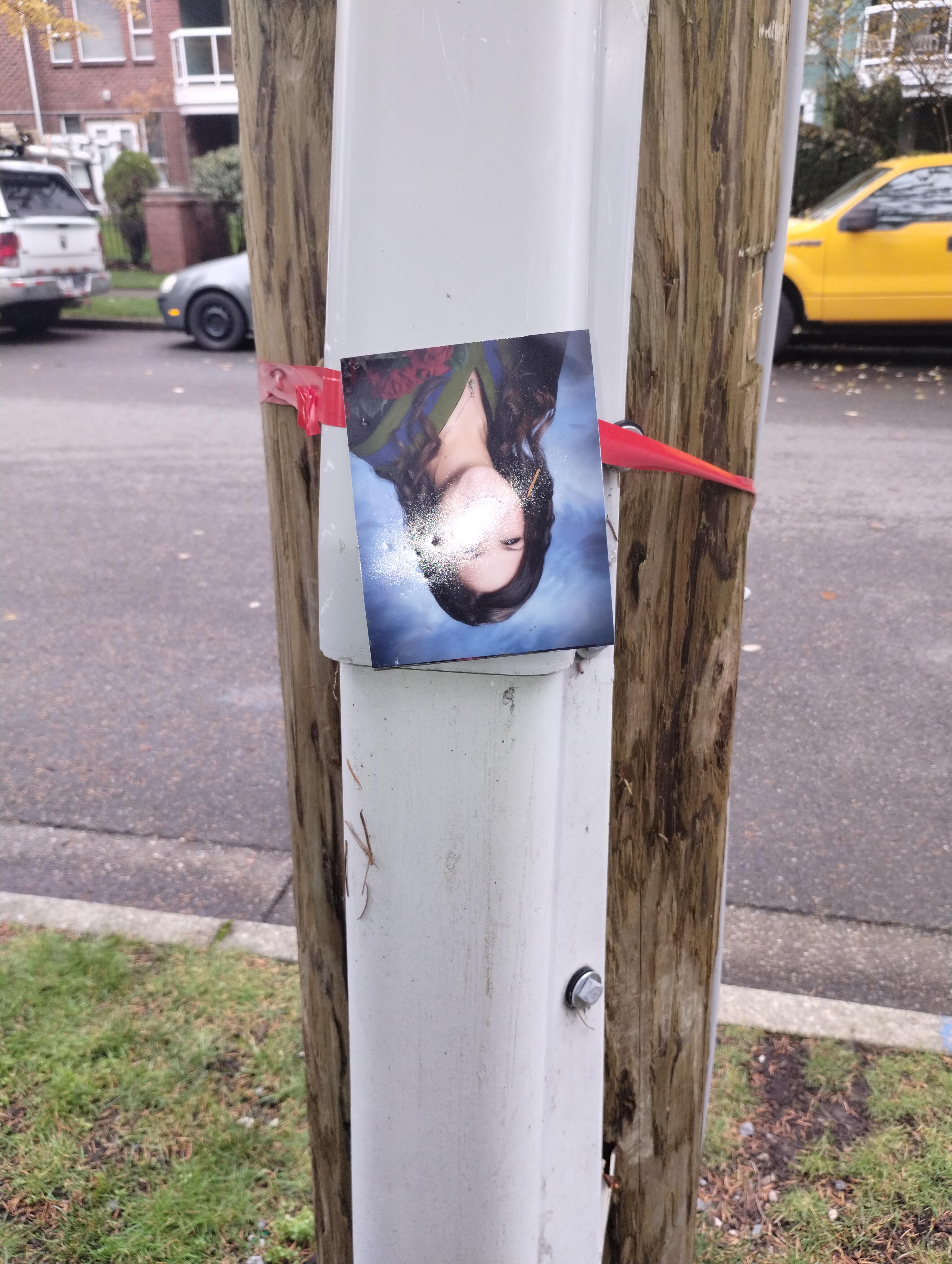 Someone stuck this photo upside down on a telephone poll outside my building | Scrolller