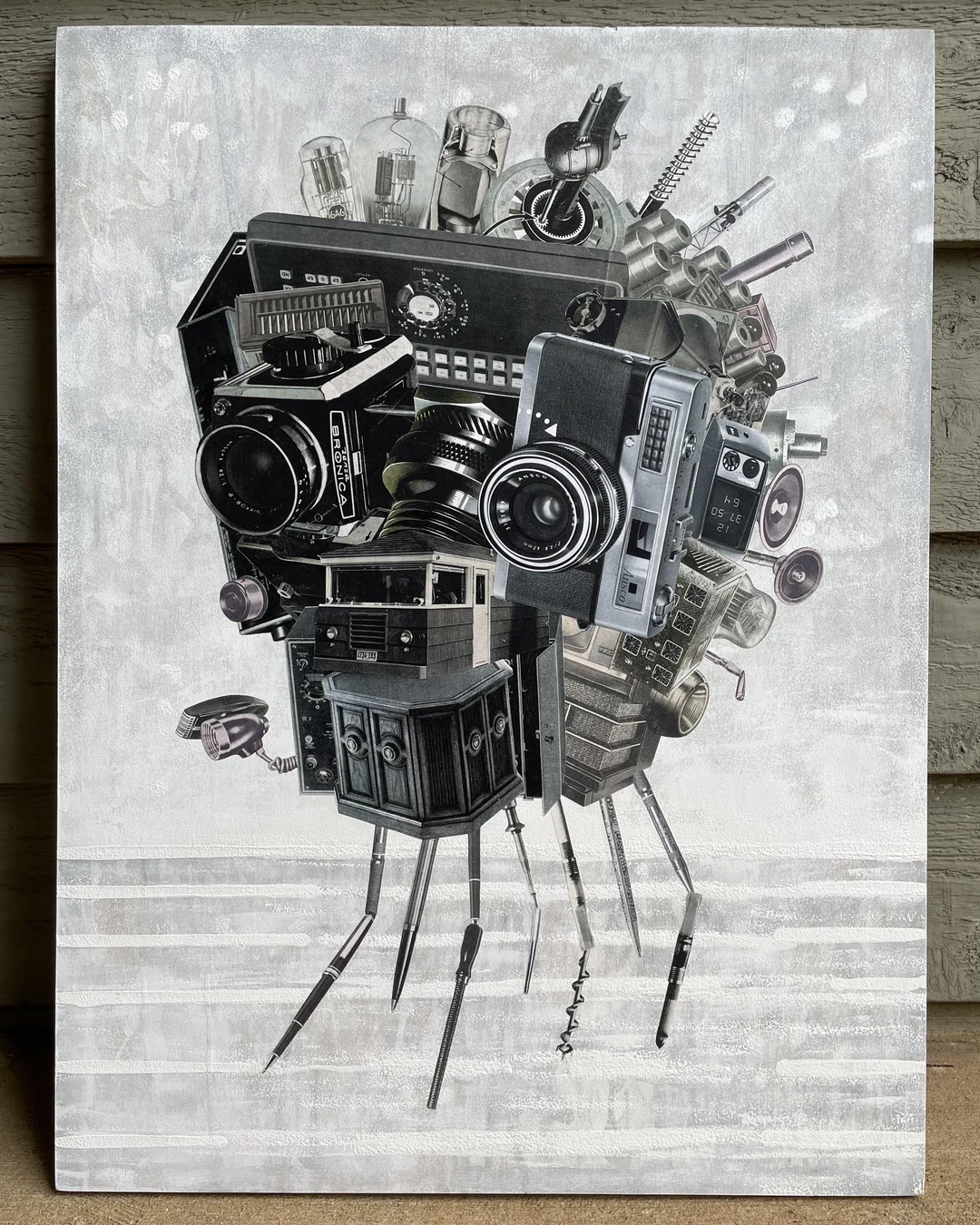 The Skull (analog collage on wood panel) | Scrolller