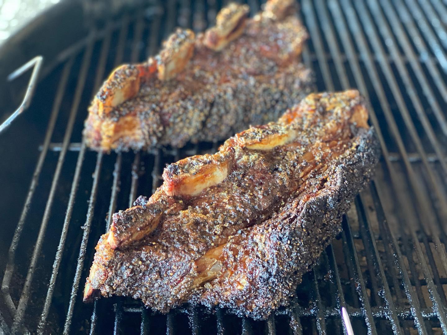Some beef short ribs on the Weber Kettle. Low and slow until a temp of 203F internal. Rested ...