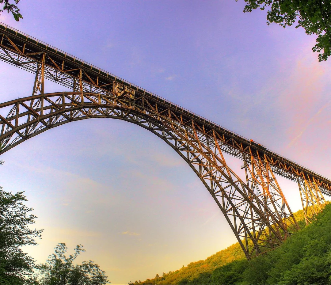 Mungstener bridge, tallest railroad bridge in germany. build in 1897 with a heigh of 107 meters ...