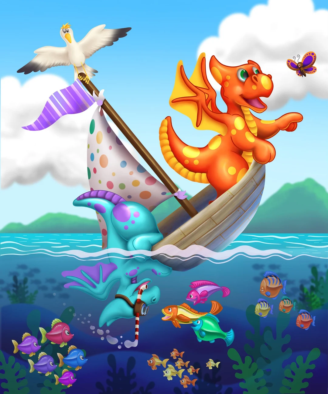 “Adventures in Sailing” Digital work featuring the Little Wings Dragons by Carla Morrow (that’s ...