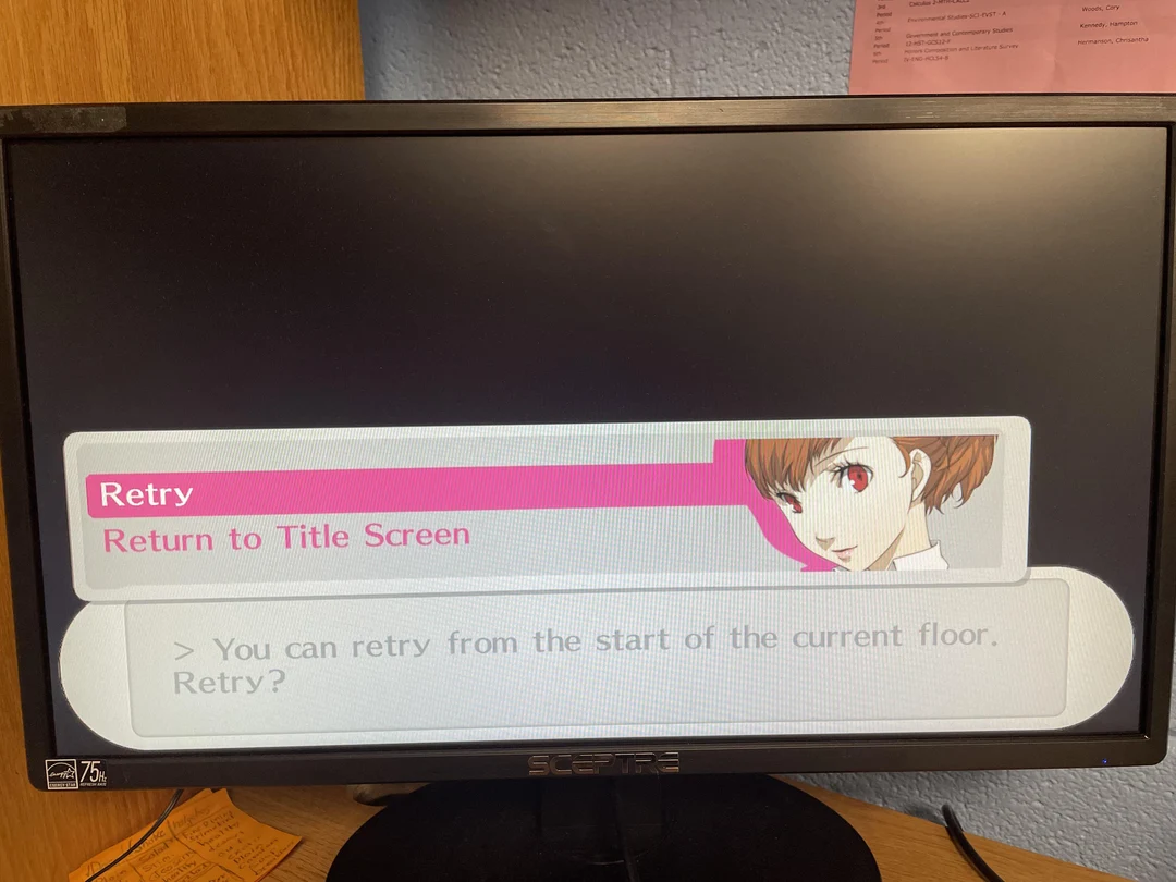 Wait, the game lets you retry on normal difficulty? I thought it just sent you to the title ...