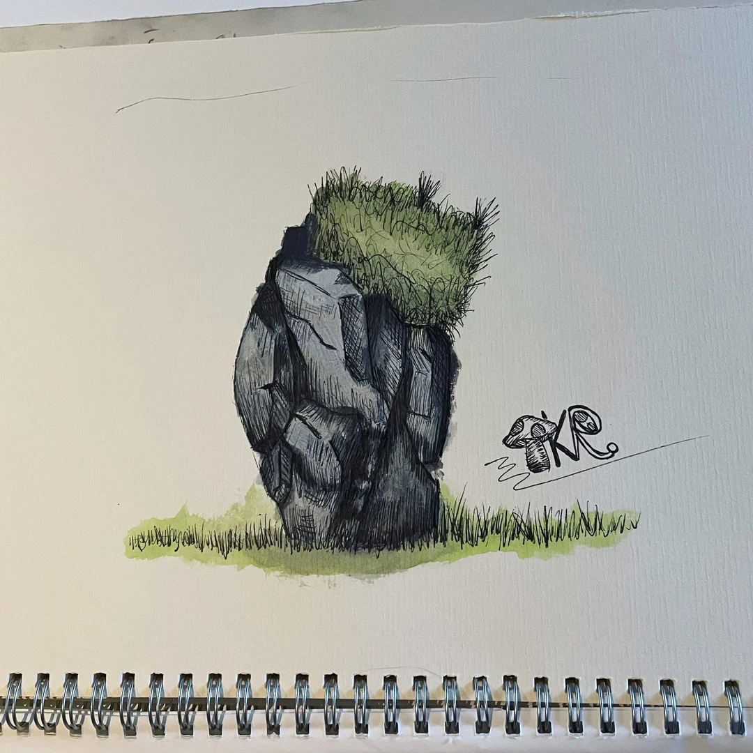 Rocky, me, watercolours/pens, 2022 | Scrolller