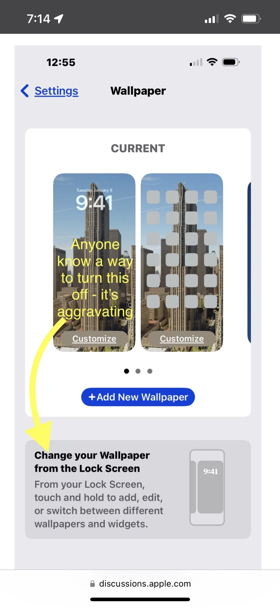 How do I turn off the Wallpaper change “feature” on the lock screen? | Scrolller