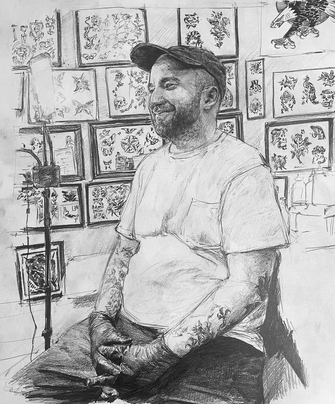 My Tattoo Artist, me, graphite on paper, 2023 | Scrolller