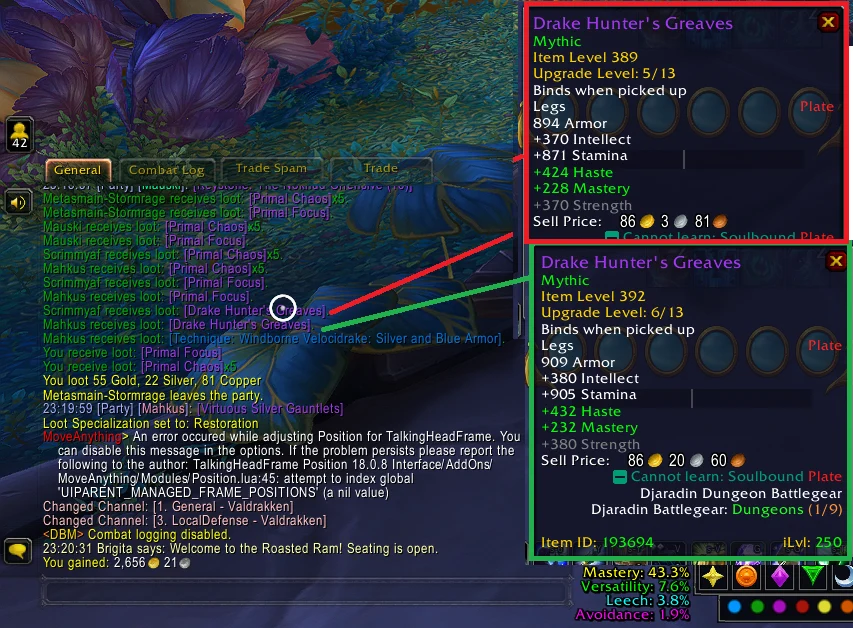 Is there a reason why these items dropped at different item levels? +11 Nokhud. We didn't time ...