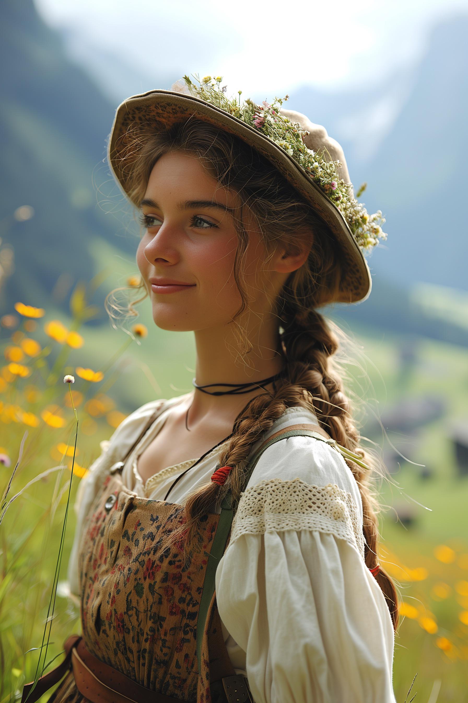 Traditional Swiss girl in the Alps | Scrolller