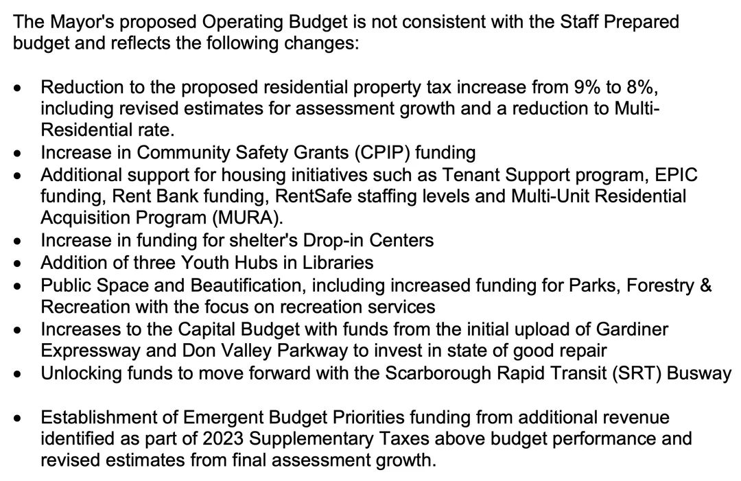 From reporter Matt Elliott: "Here’s a handy bulleted list of Chow’s changes to the draft budget ...