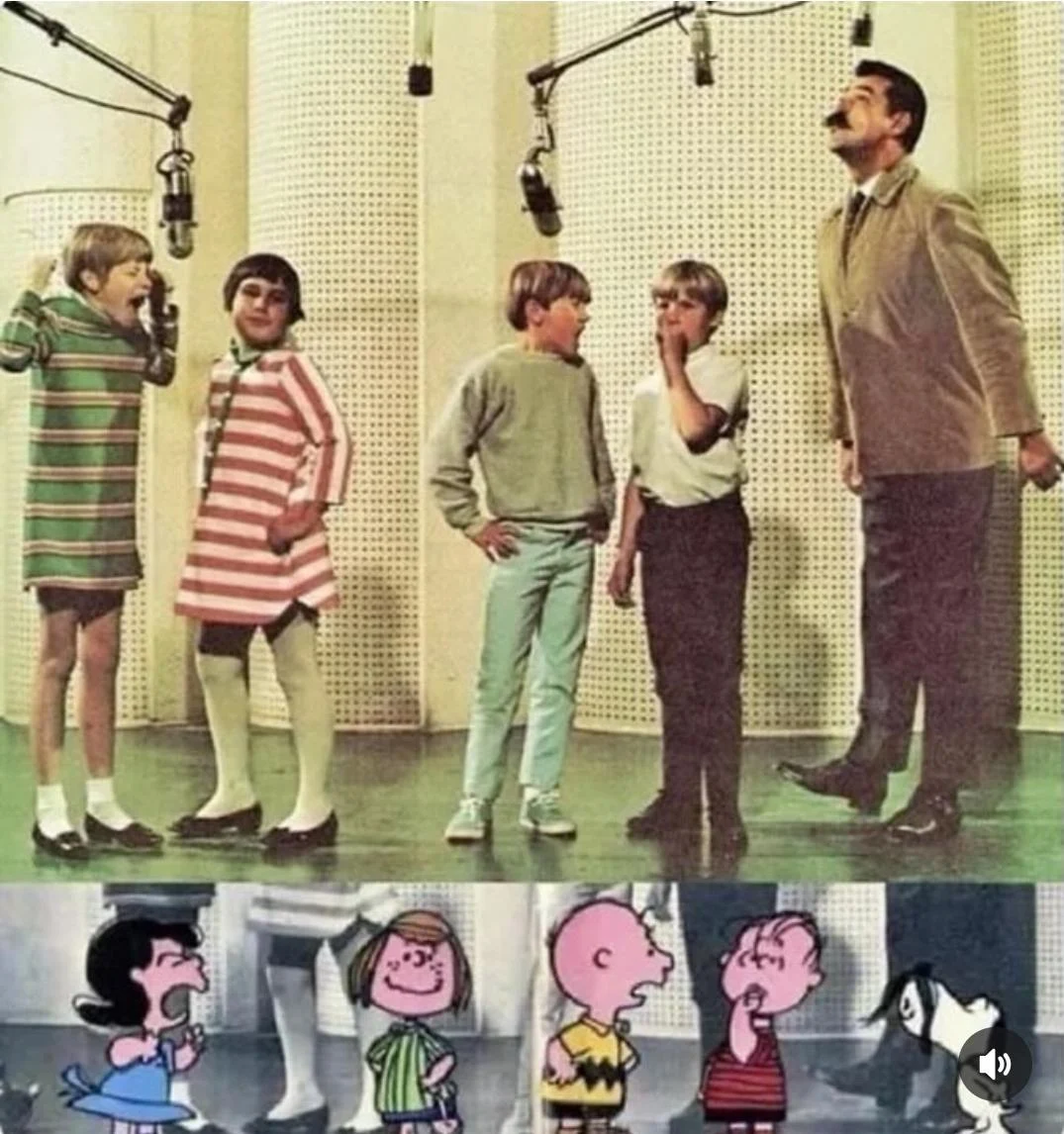 The Voice Actors behind The Peanuts Gang, circa 1968. | Scrolller