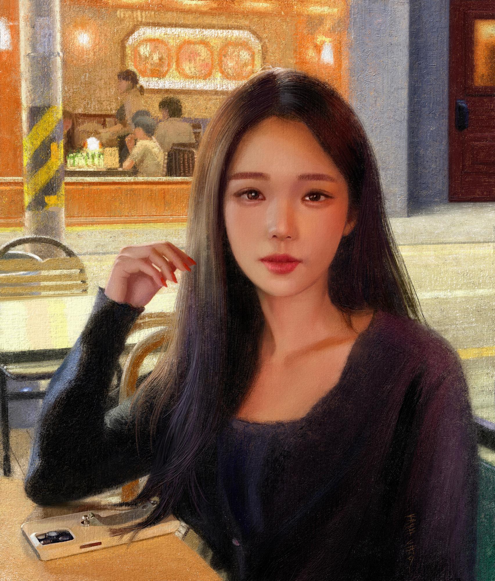 Discover more like Art: Portrait of Jisun, me, digital oil painting (Rebelle), 2022 and Related ...
