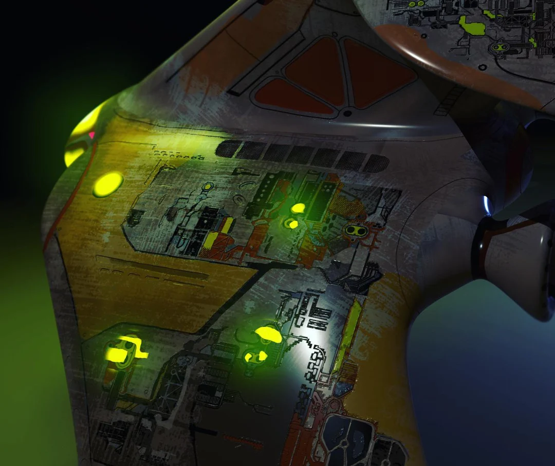 First uv mapping of spaceship and textured in photoshop | Scrolller