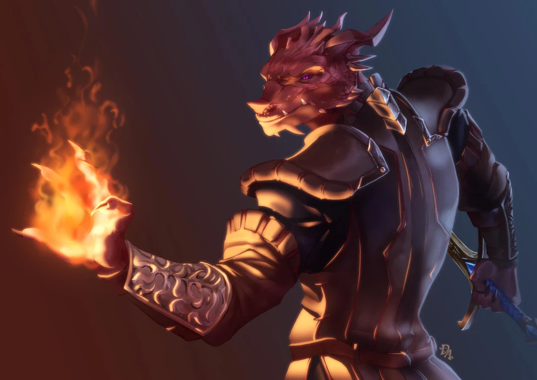 [OC] [Art] The flame is within and now, it is my weapon - Red Dragonborn Fiend Warlock | Scrolller