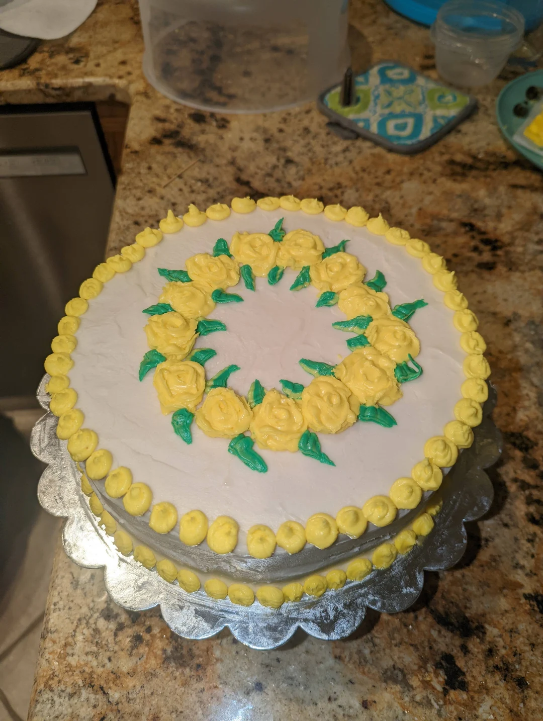My 9th from-scratch cake. Vanilla/Coconut. It's starting to look like a real cake | Scrolller