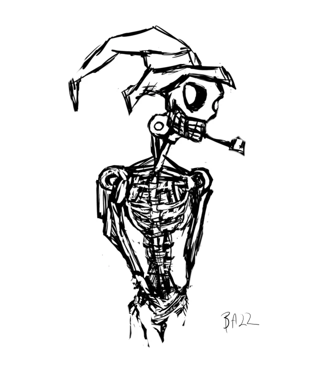 Skeleton, by me, ink, 2022 | Scrolller