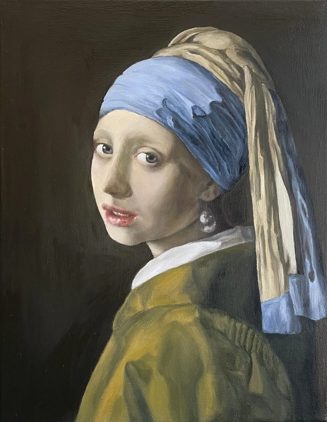 Discover more like Art: Vermeer's Girl with a Pearl Earring, Polee-bee-us, Oil on Canvas, 2023 ...