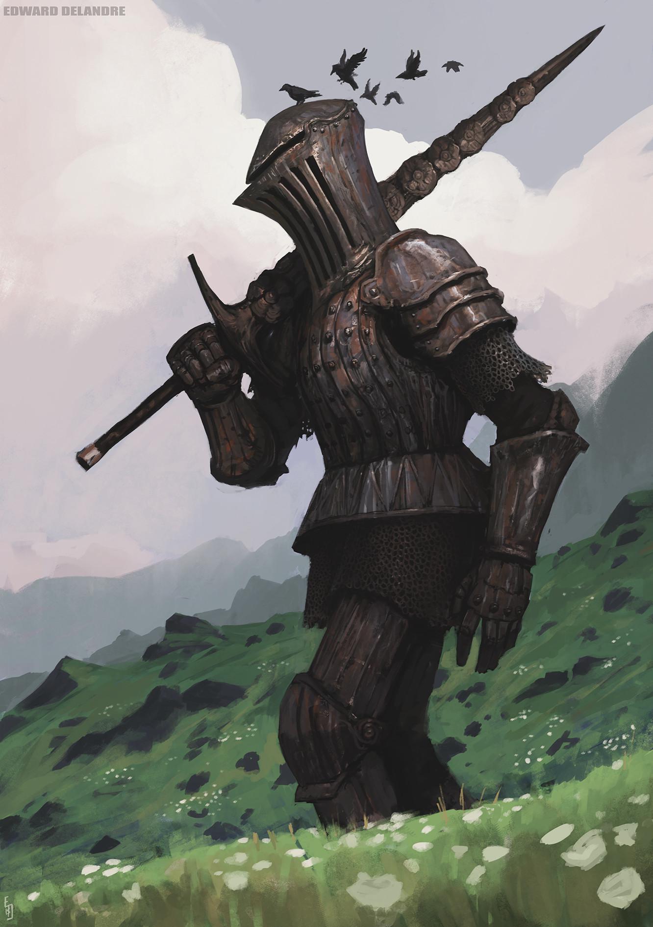 The Giant Rusty Knight from the Hills by Edward Delandre | Scrolller