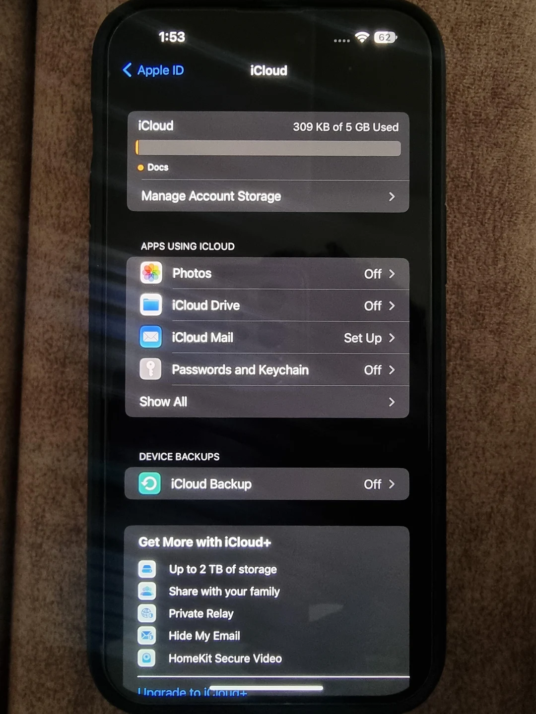 ICloud storage says I have 309Kb of document somewhere on backup but im unable to find it ...