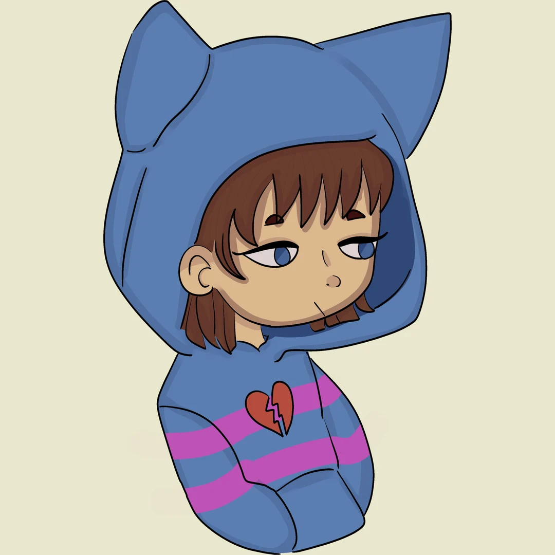 Frisk Wearing a Cat Hoodie, OkRecognition3852, Digital, 2023 | Scrolller