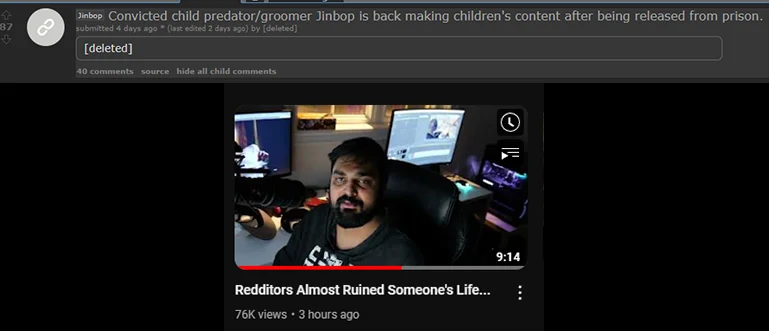 Reddit attacks Youtuber for being a pedo. Turns out its mistaken identity. | Scrolller