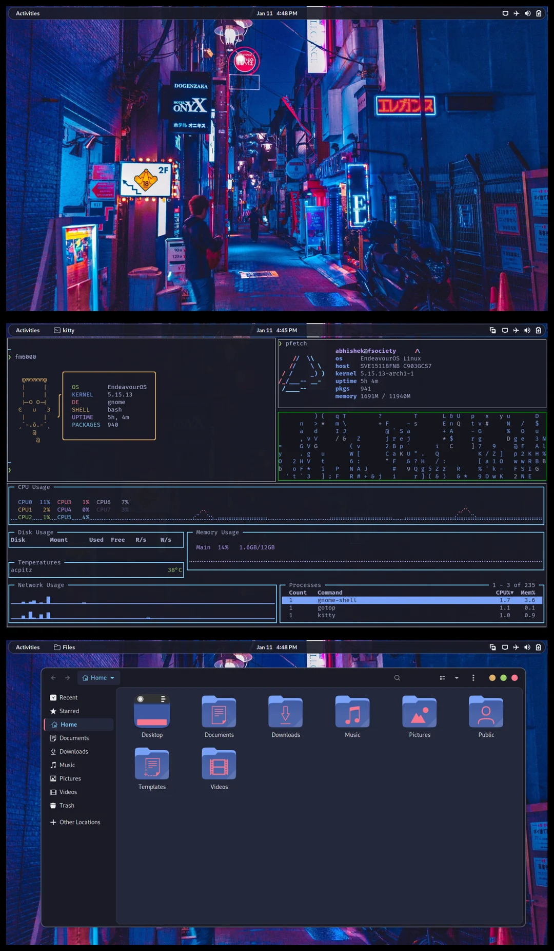 [Gnome] Simple tokyo night rice | Scrolller