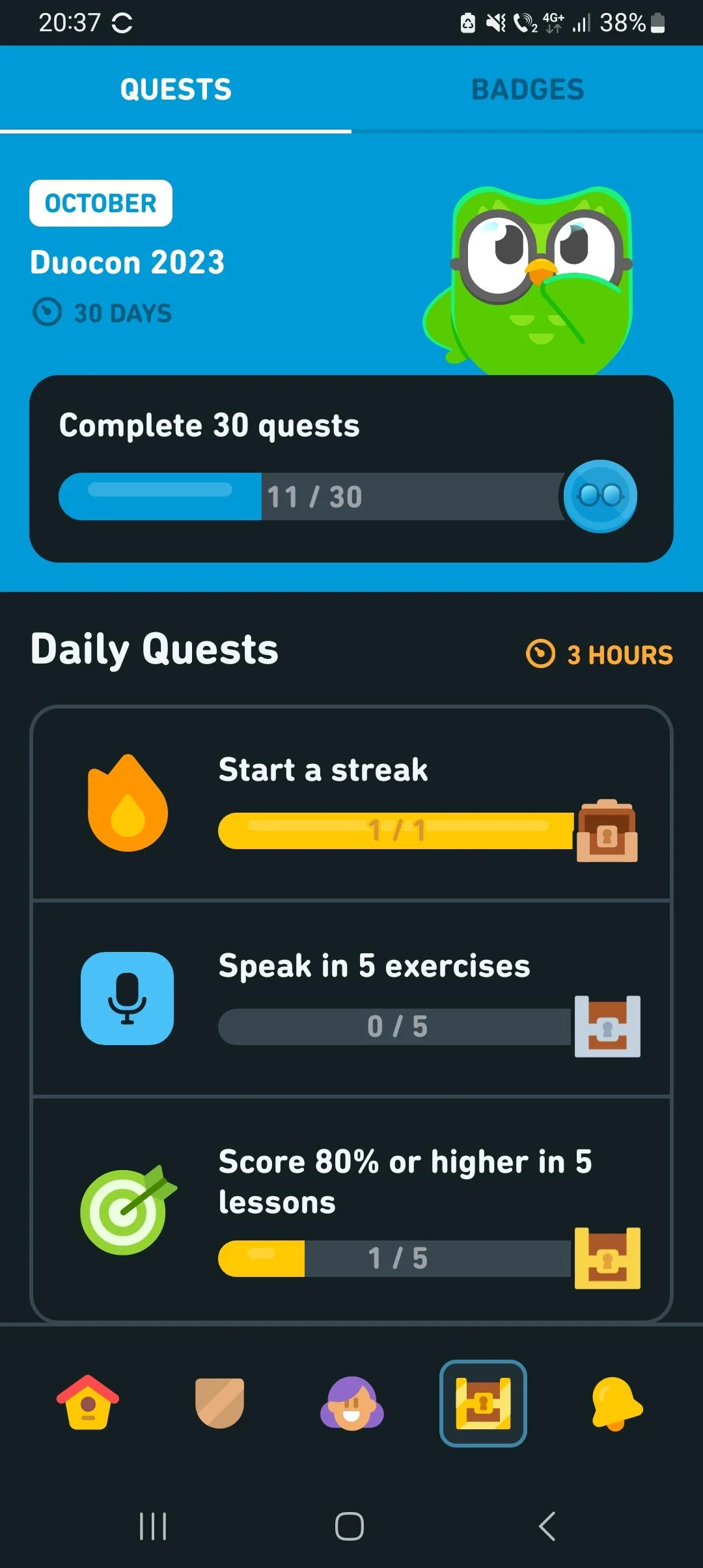 How do I have 11 quests completed is it's the first day of the month ...