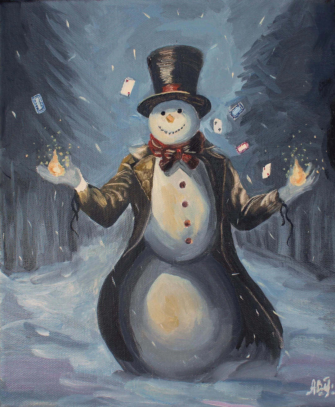 Snowman-Magician, Asya Ignatova, oil on canvas, 2024 | Scrolller