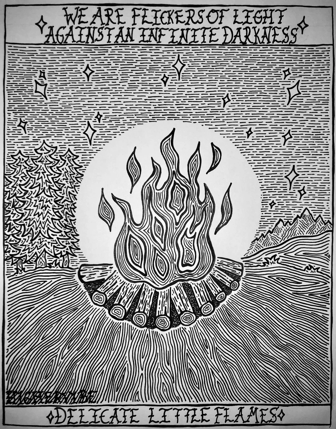 “Keep Shining,” by me (h1gherv1be), pen and ink, 2022 | Scrolller