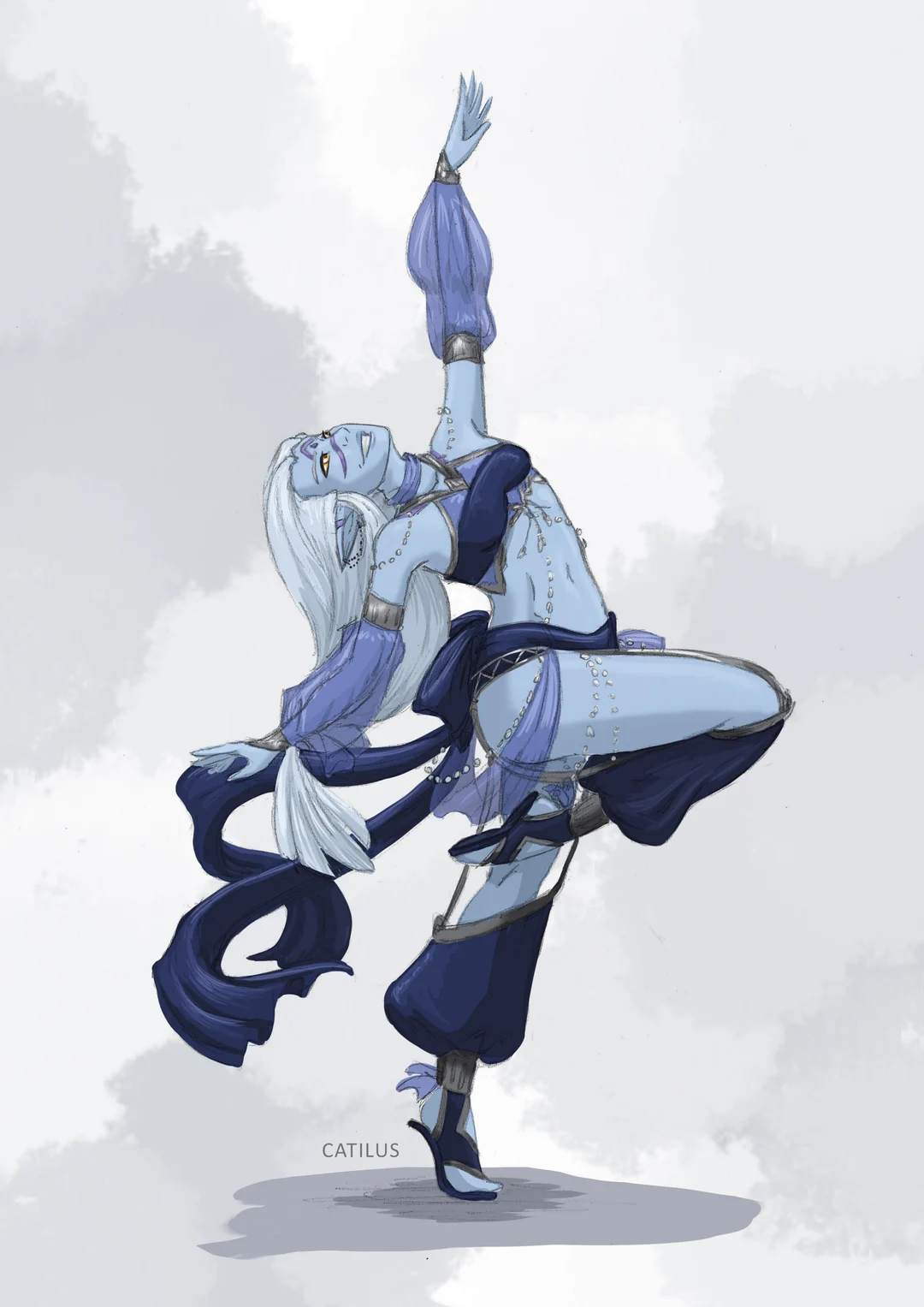 [OC] [ART] Cagalli, Dark Elf Cleric and Rogue, Dancing – by Catilus | Scrolller