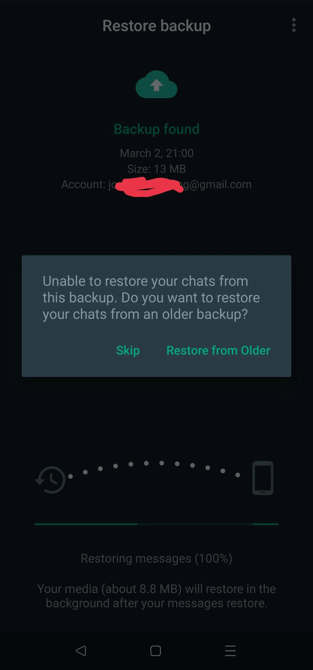 Restore from Older doesn't work as it says I have no backup files | Scrolller