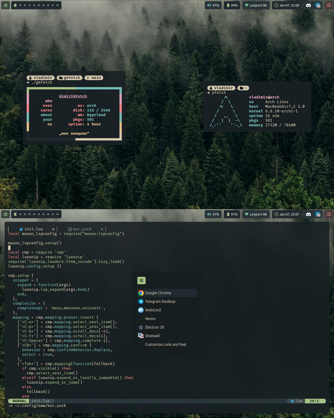 [Hyprland] Working on a new everforest rice. Want to hear your suggestions :) | Scrolller