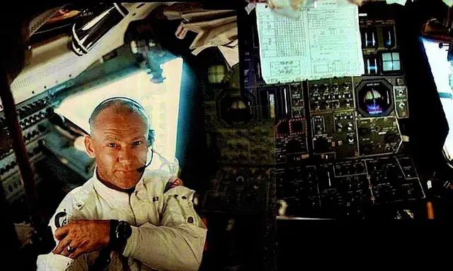 Buzz Aldrin inside Apollo 11 lunar module, 1969 | Scrolller