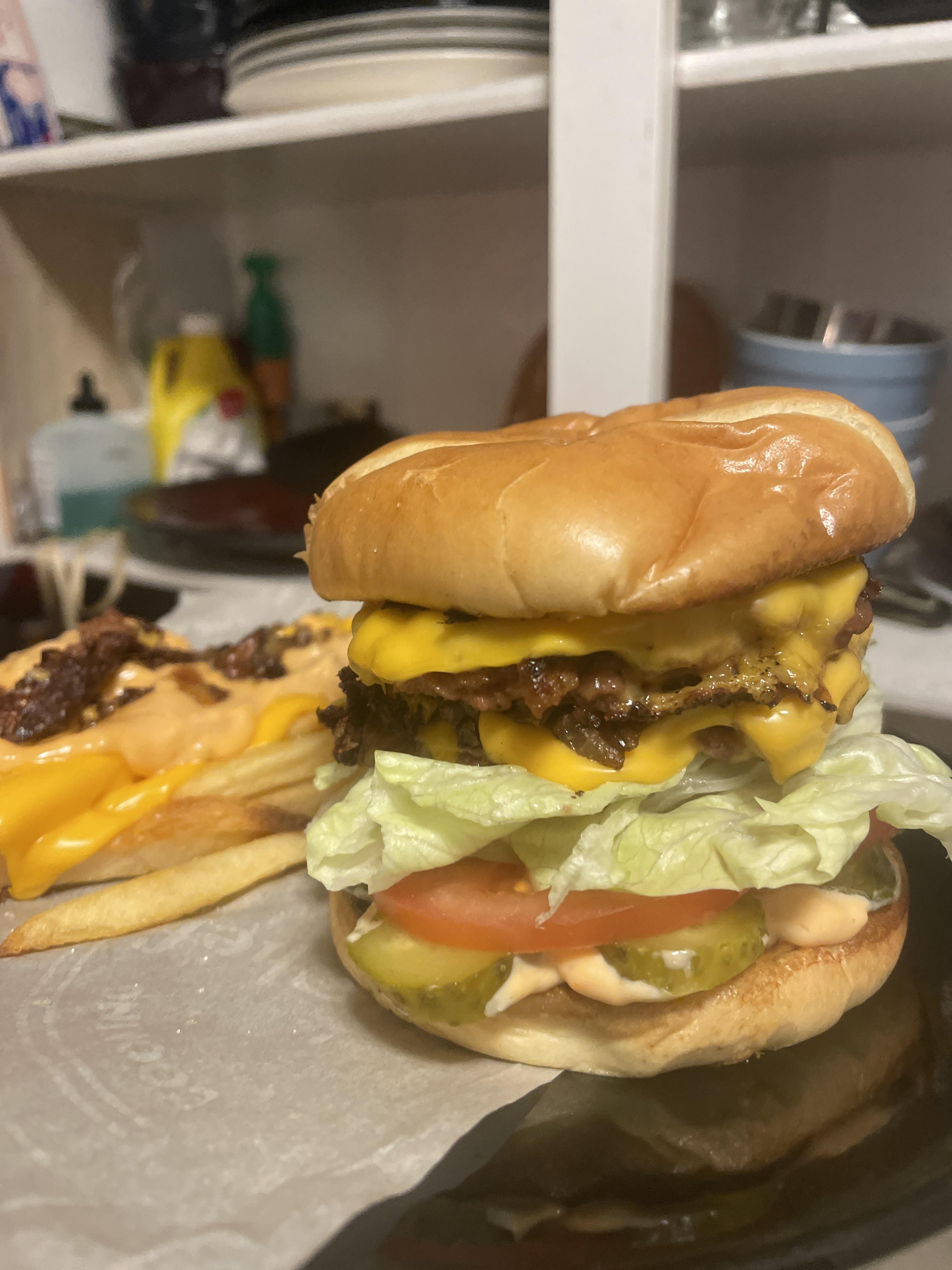 Homemade veggie double double with animal fries. (beyond smash burger) | Scrolller
