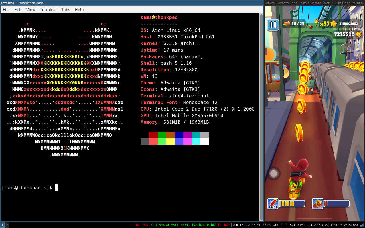 [i3] custom neofetch + concentration aid | Scrolller