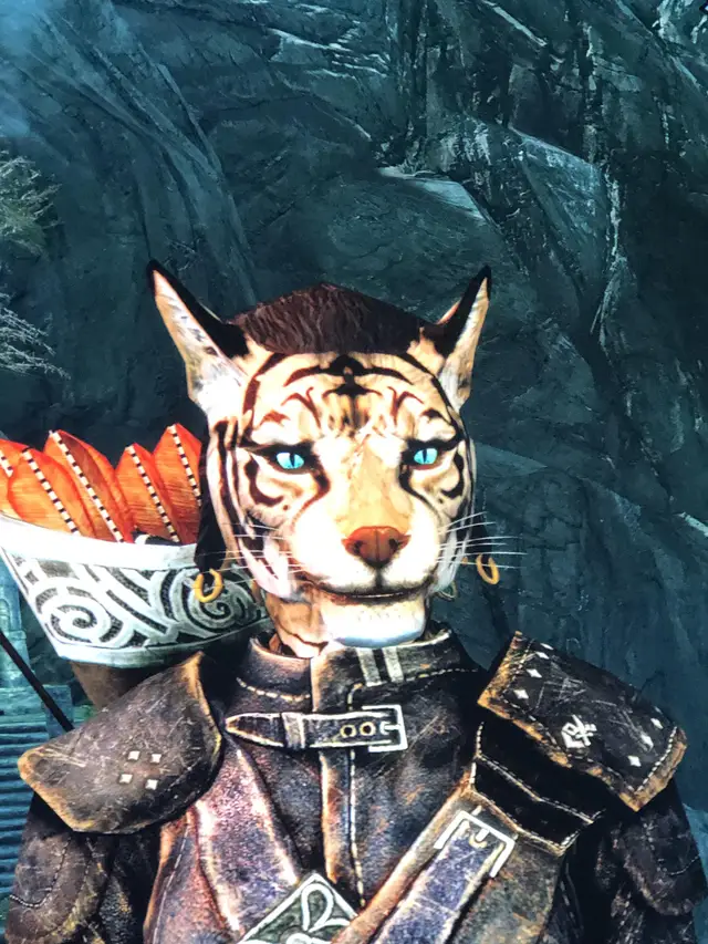 My attempt at making a khajiit look like a white tiger | Scrolller