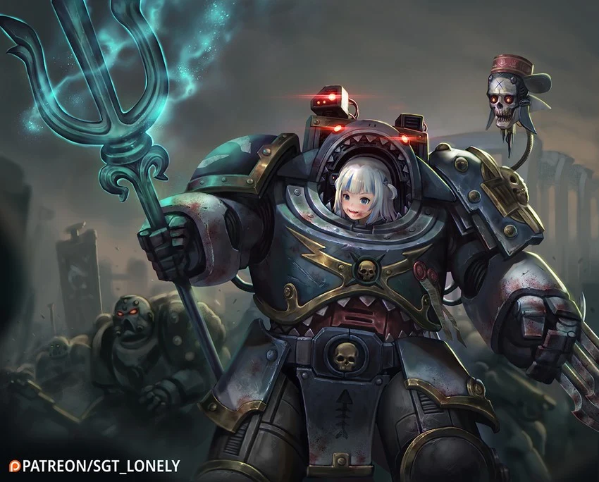 Captain Gawr Gura by sgt lonely [40k X hololive] | Scrolller