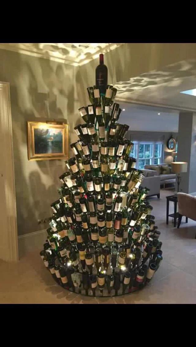 Christmas tree with wine bottles | Scrolller
