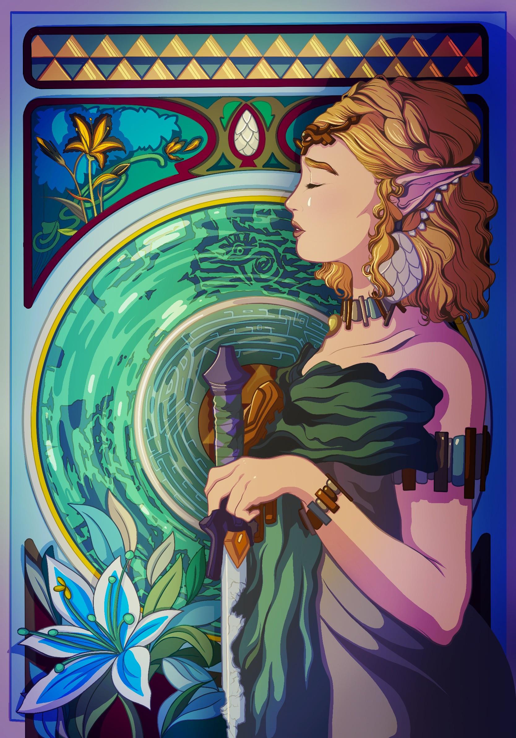 [TOTK] a little art-piece inspired by Art Nouveau featuring the silent princess 💖🦋 | Scrolller