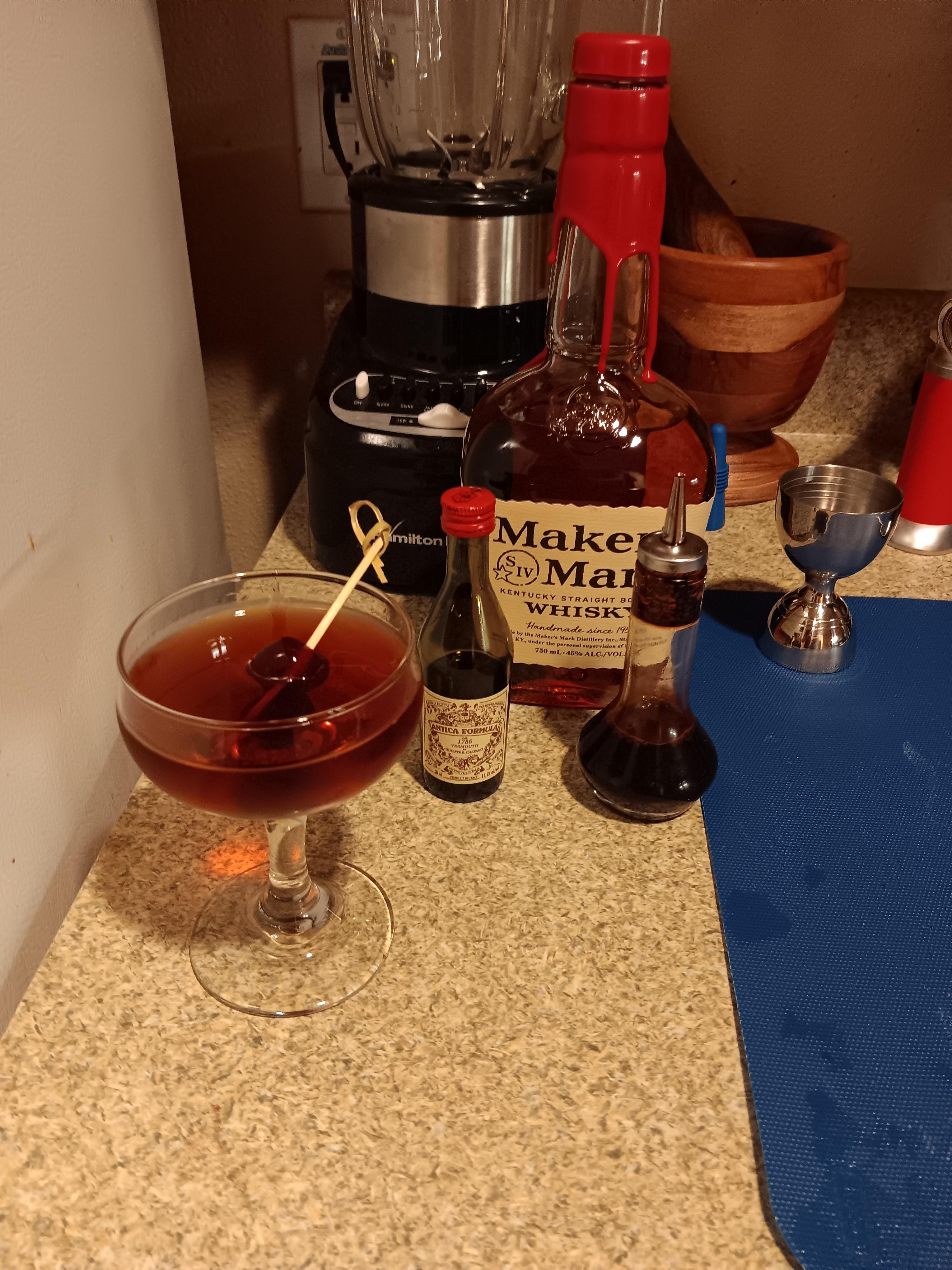 We lost a great one. So I made his favorite drink. A Manhattan made with Makers. | Scrolller