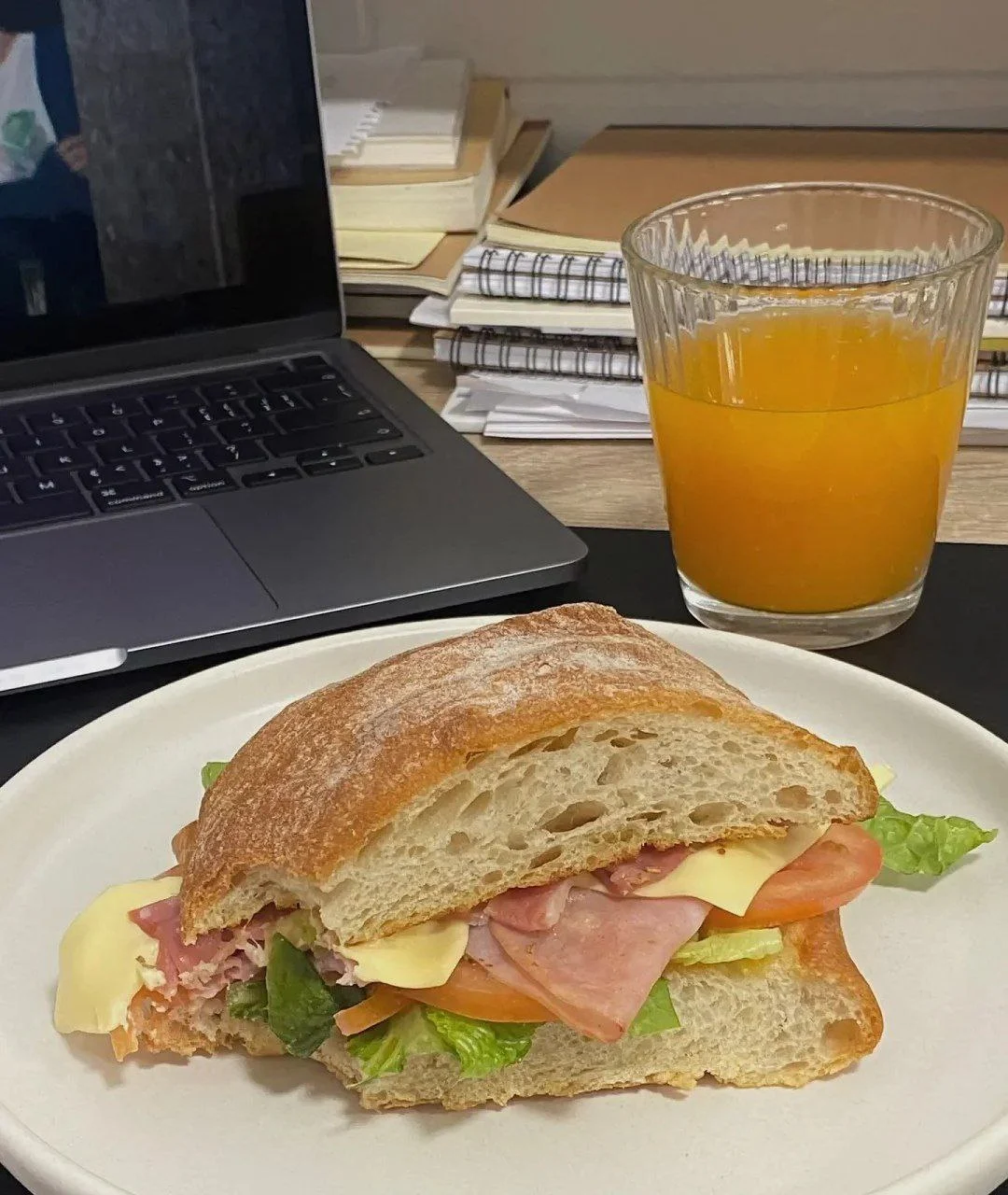 Simple ham cheese sandwich with orange juice | Scrolller