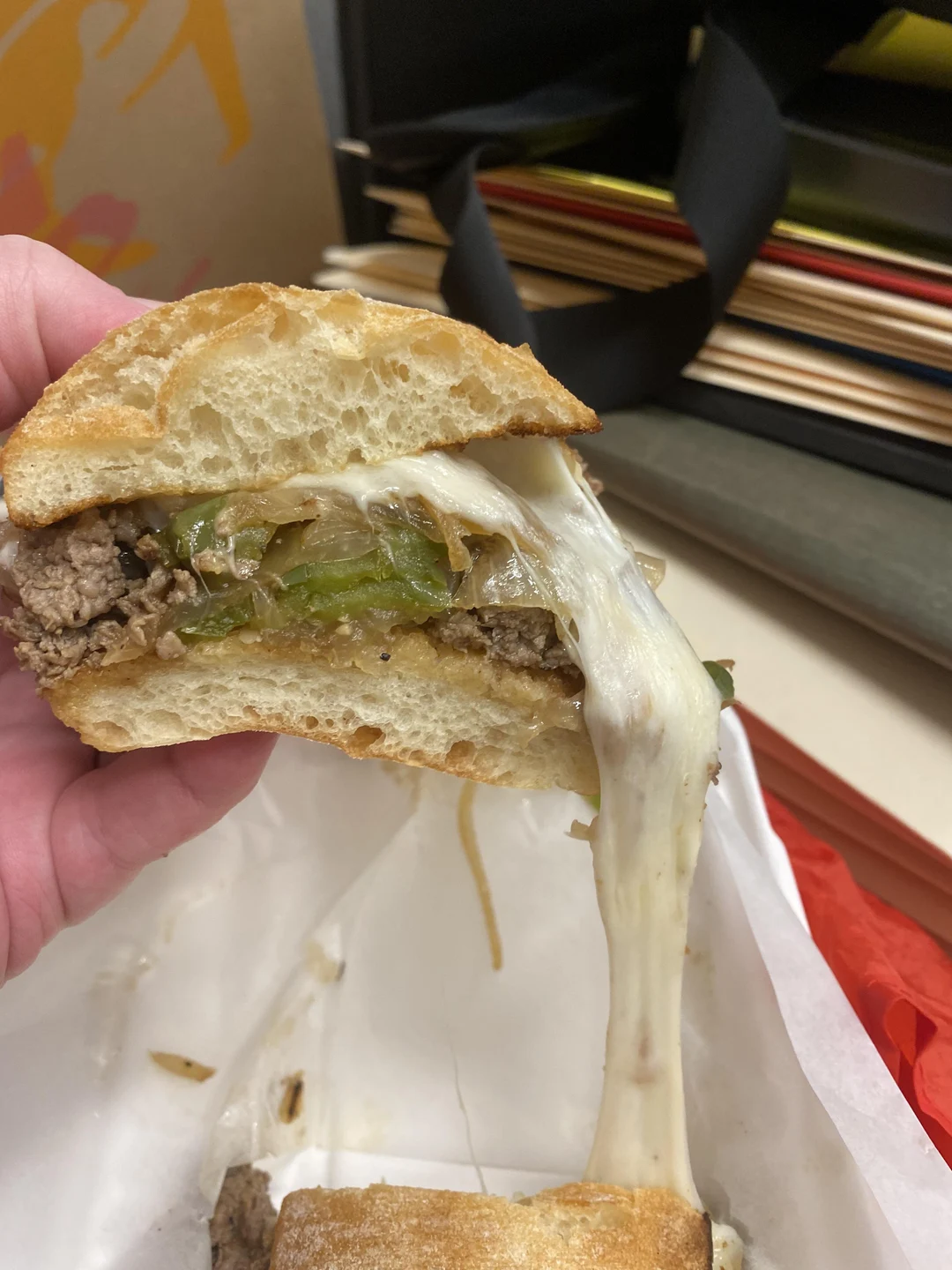 Gettin that cheesesteak cheese pull | Scrolller